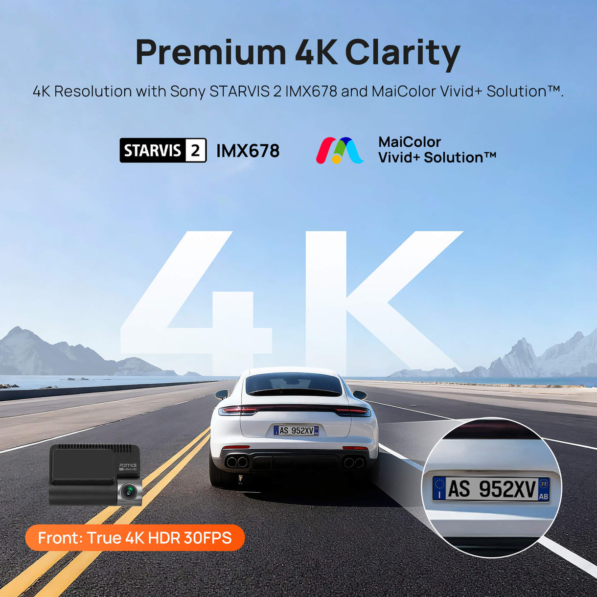 4K HDR Dash Cam A810S Sony Starvis 2 License Plate Enhancement - 70mai ...