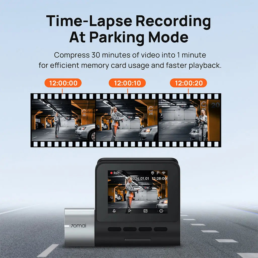 70mai Dash Cam A500S 2.7K HD with 2-Inch Screen & Dual-Channel Support ...